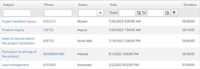 Call Log | Free Call Logging Software | OfficeClip